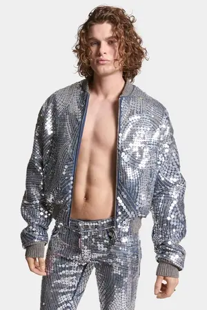 Dsquared2 Silver Supernova 80's Bomber Jacket