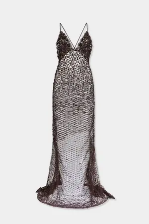 Dsquared2 Embroidered Net Long Dress