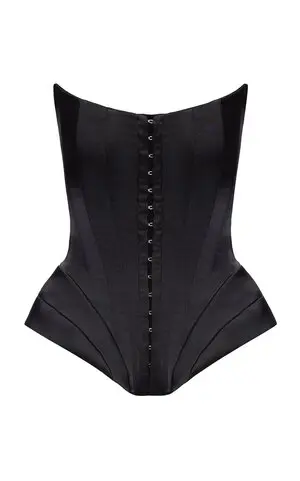 BALYKINA Soft Satin Corset With Hooks - Black
