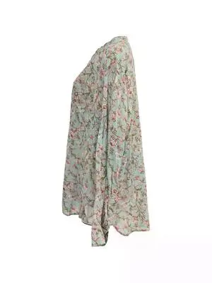 ISABEL MARANT VINTAGE Floral-print Band-collar Blouse - Blue