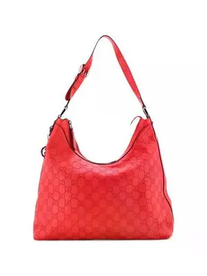 Gucci Pendant Hobo Guccissima Leather Medium Shoulder Bag - Red