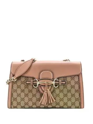 Gucci Emily Chain Flap Gg Canvas And Leather Medium Shoulder Bag - Brown