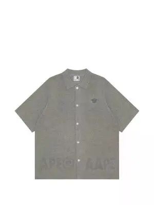 AAPE BY *A BATHING APE Logo-embroidered Short-sleeve Sweater - Grey