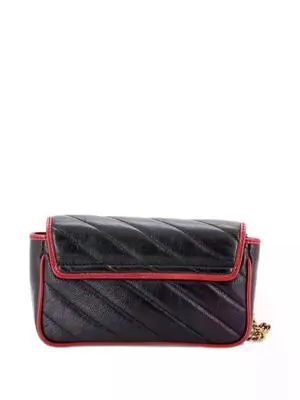 Gucci Gg Marmont Flap Bag Diagonal Quilted Leather Super Mini Crossbody Bag - Black