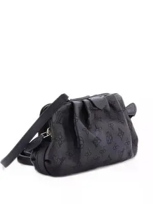 LOUIS VUITTON Scala Pouch Bag Mahina Leather Mini Clutch Bag - Black