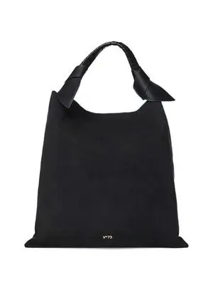 V°73 Suede-effect Knotted Shoulder Bag - Black
