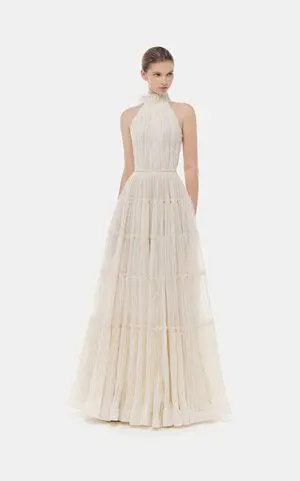 MONTSAND Tiered Halter Maxi Dress
