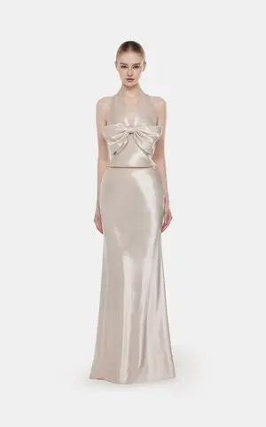 MONTSAND Satin Maxi Skirt - Neutral