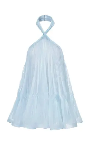 MONTSAND Pleated Ruffle Halter Top