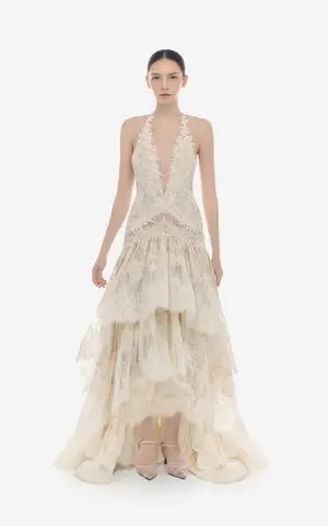 MONTSAND Lace Tiered Silk-blend Maxi Dress