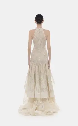 MONTSAND Lace Tiered Silk-blend Maxi Dress