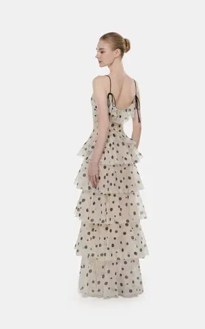 MONTSAND Polka Dot Ruffle Maxi Dress