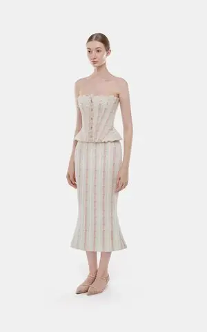 MONTSAND Striped Mermaid Midi Skirt