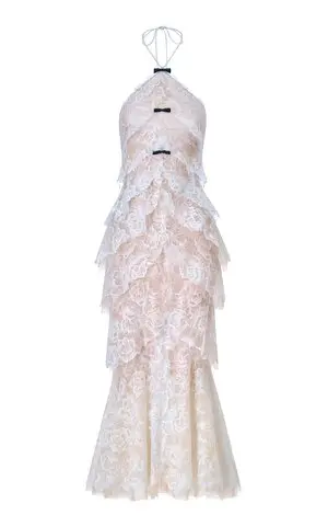 MONTSAND Tiered Lace Maxi Dress - Blue