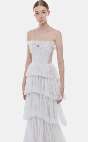 MONTSAND Tiered Lace Midi Dress