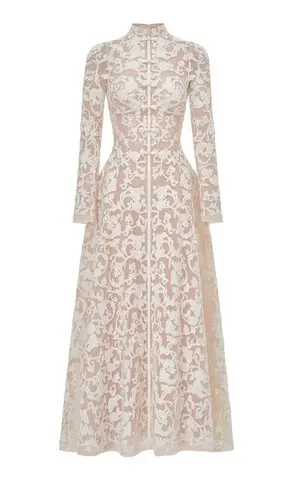 MONTSAND Brocade Long-sleeve Maxi Dress - Ivory