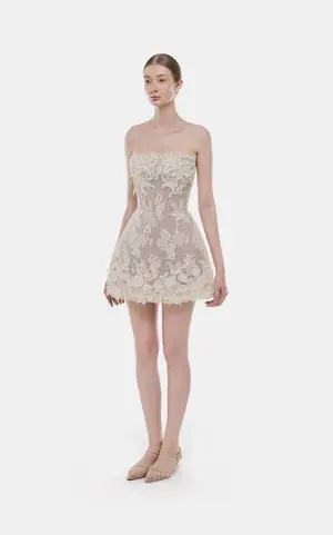 MONTSAND 3d Floral Lace Mini Dress