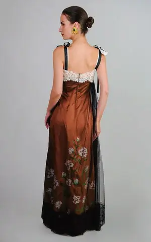 SALMA OSMAN Hand-painted Floral Tulle Gown