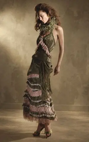 SALMA OSMAN Satin Ruffle Halter Silk-blend Gown
