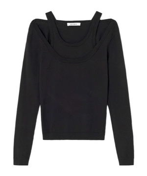 Gimaguas Toile Layered Neck Knitted Sweater - Black