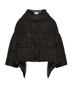 Moncler Wool Blend Tweed Cape