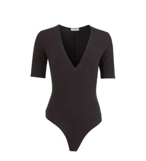FLEUR DU MAL Black Deep V Bodysuit