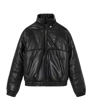 Gimaguas Long-sleeved Leather Jacket - Black