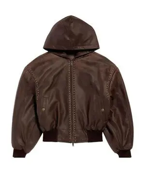 Balenciaga Hooded Bomber Jacket With City Studs