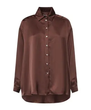 OTTOD'AME Satin Button-up Shirt - Cocoa