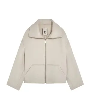 SEMICOUTURE Cropped Coat With A Zipper - Light Brown