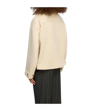 SEMICOUTURE Cropped Coat With A Zipper - Light Brown