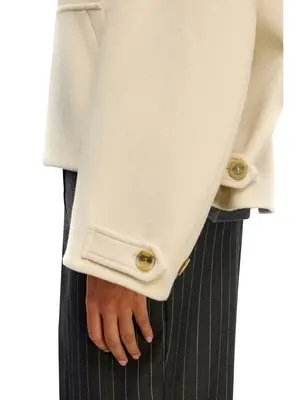SEMICOUTURE Cropped Coat With A Zipper - Light Brown
