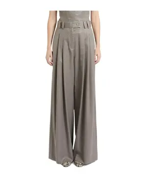Marella Pleated-detail Casual Trousers - Gray