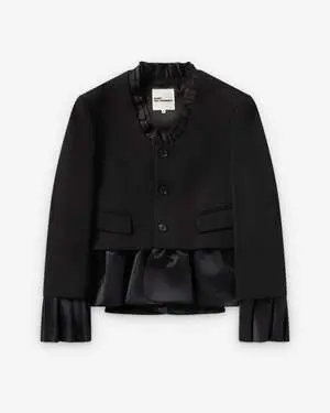 Comme Des Garçons Ruffle-trim Blazer - Black