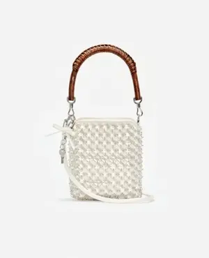 SELF-PORTRAIT Crystal Chain Mini Shoulder Bag - Cream