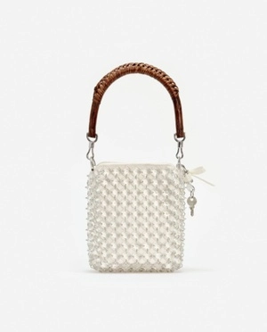 SELF-PORTRAIT Crystal Chain Mini Shoulder Bag - White