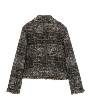 SEMICOUTURE Bouclé Frayed Jacket - Gray