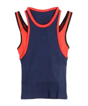 MARINE SERRE Fitted Crew-neck Knit Tank Top With Shoulder Straps