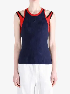 MARINE SERRE Fitted Crew-neck Knit Tank Top With Shoulder Straps