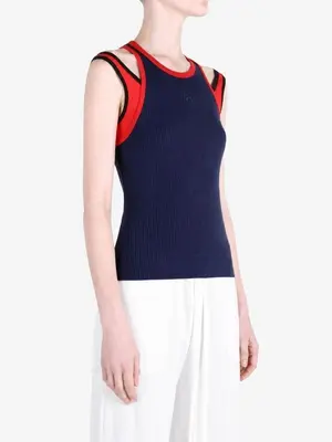 MARINE SERRE Fitted Crew-neck Knit Tank Top With Shoulder Straps