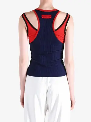 MARINE SERRE Fitted Crew-neck Knit Tank Top With Shoulder Straps