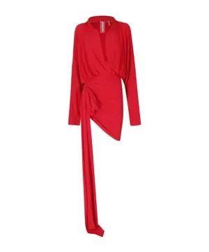 Norma Kamali Bow-detail Draped Asymmetric Mini Dress - Red