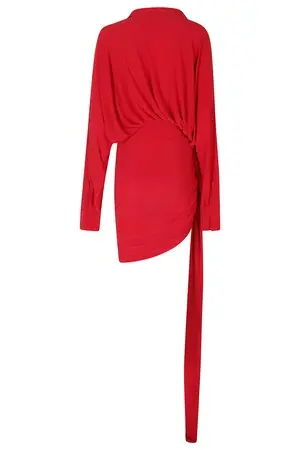 Norma Kamali Bow-detail Draped Asymmetric Mini Dress