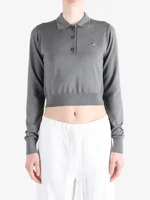 MARINE SERRE Classic Merino Wool Knitted Polo Shirt