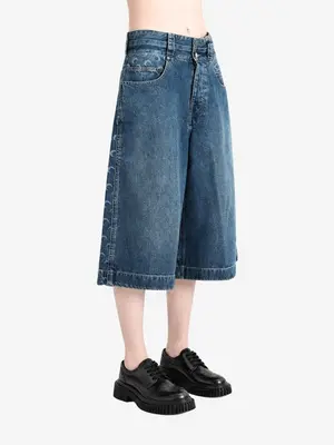MARINE SERRE Vintage Brushed-denim Shorts
