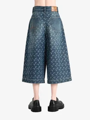 MARINE SERRE Vintage Brushed-denim Shorts