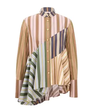 Zimmermann Clash Poplin Peplum Shirt - Multicolor