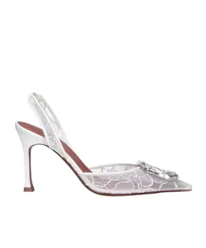Amina Muaddi Pointed-toe High-heeled Sandals - Ivory