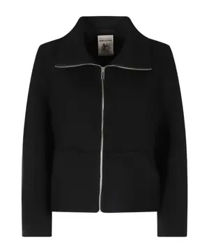 SEMICOUTURE Cropped Coat With A Zipper - Black
