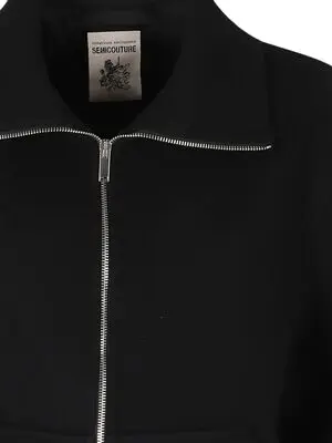 SEMICOUTURE Cropped Coat With A Zipper - Black